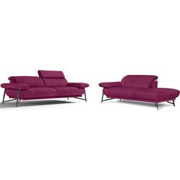 Egoitaliano Sofa &raquo;Anais, Design mit hohem Sitzkomfort, Fu&szlig;farbe schattengrau&laquo; Set, Kopfteil verstellbar, Luxus-Microfaser, fuchsia pink Luxus-Microfaser, Ottomane