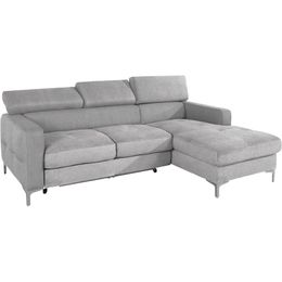 COTTA Ecksofa &raquo;Sammy L-Form&laquo; mit Kopfteilverstellung, wahlweise mit Schlaffunktion & Bettkasten grau Struktur (100% Polyester );Chenille (90% 