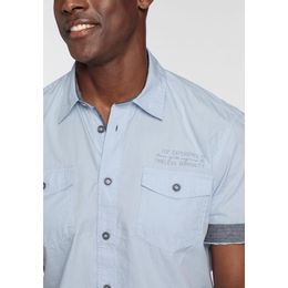 MAN'S WORLD Man's World Herren Kurzarmhemd mit kleinem Brustprint blau L (41/42), N-Gr