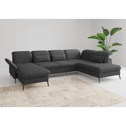 Sit & More sit&more Wohnlandschaft &raquo;Emely, inkl. Sitztiefenverstellung&laquo; wahlweise mit Schlaffunktion,Bettkasten,Kopf- & Armteilverstellung grau 95%Polyester, 5% 