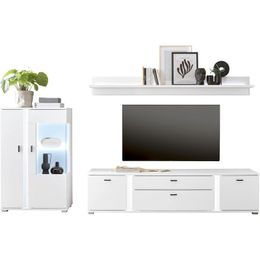 Home Affaire Wohnwand &raquo;LONG ISLAND&laquo; Set, 3 Stk. tlg. wei&szlig; Holzwerkstoff B/H/T: 290cmcm x 170cmcm x 42cmcm