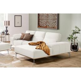 W.Schillig Ecksofa &raquo;run, Designsofa mit tollem Sitzkomfort, L-Form&laquo; mit elegantem Holzsockel, F&uuml;&szlig;e in Chrom gl&auml;nzend, Breite 279 cm wei&szlig; Longlife Xtra