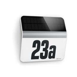 Steinel Au&szlig;en-Wandleuchte &raquo;XSOLAR&laquo; LED-Board Neutralwei&szlig; Hausnummern-Solarleuchte silber H: 22,7cm