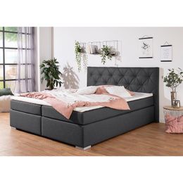 Home Affaire Boxbett &raquo;Tynan&laquo; wahlweise mit Bettkasten, in H2, H3 & H4 erh&auml;ltilich grau Struktur Ohne Bettkasten, Liegefl&auml;che B/L: 180cm x 200cm, 