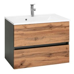 Welltime Waschbeckenunterschrank &raquo;Lucca&laquo; Badm&ouml;bel, Waschtisch inkl. Waschbecken, Breite 60 cm grau graphit, B/H/T: 60cm x 56cm x 47cm