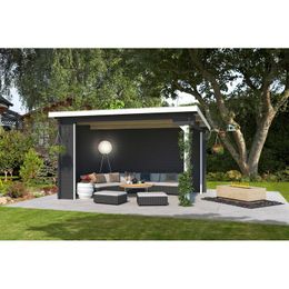 Lasita Maja Gartenhaus &raquo;Unterstand/Lounge Buffalo 380&laquo; Unterstand / Lounge 28mm grau Massivholz ohne Dacheindeckung