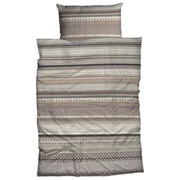 CASATEX Bettw&auml;sche &raquo;Alfredo&laquo; 2 Stk. Streifendesign braun Biber, Obermaterial: 100% Baumwolle B/L: 135cm x 200cm, 1 Stk., 1 Stk., Biber, B/L: 80cm x 