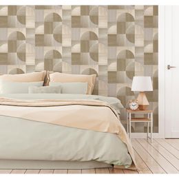 Vliestapete &raquo;Geo Holz&laquo; Holz gepr&auml;gt 10mx52cm (ca. 5m2) beige Vlies B/L: 0,52m x 10m, Rollen: 1