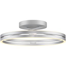 Neuhaus PURE LED Deckenleuchte &raquo;PURE Loop&laquo; LED-Board 1 Stk. warmwei&szlig; - kaltwei&szlig; Dimmbar &uuml;ber Fernbedienung, CCT, separat steuerbar silber 1, &Oslash; 60cm H: