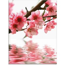 Artland Glasbild &raquo;Pfirsichbl&uuml;ten reflektieren im Wasser&laquo; Blumen 1 Stk. tlg. in verschiedenen Gr&ouml;&szlig;en pink B/H/T: 45cm x 60cm, Glasbild Blumen, 1 Stk.