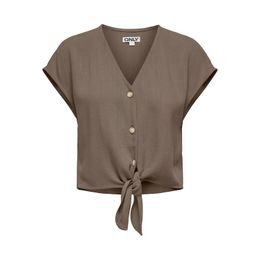 Only Damen Only Kurzarmbluse &raquo;ONLSIESTA SS KNOT LIN BL SHIRT PNT NOOS&laquo; Viskosemischung, regular fit braun L