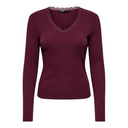 Only Damen Only V-Shirt &raquo;ONLSARA SHARAI L/S V-NECK TOP JRS&laquo; Baumwollmischung, slim fitregular fit L