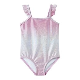 name it Badeanzug 'NMFZola' M&auml;dchen Gr&ouml;&szlig;e 110/116 rauchblau / eosin / silber