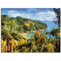 Artland Leinwandbild &raquo;Romantische Bucht II&laquo; Meer Bilder 1 Stk. tlg. auf Holzrahmen gespannt gr&uuml;n Leinwand B/H/T: 80cm x 60cm, Leinwandbild Meer Bilder 