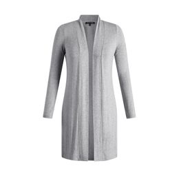 Base Level Damen Longstrickjacke &raquo;Yayla Long&laquo; ohne Verschluss grau 48