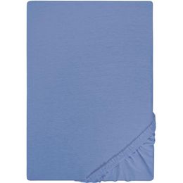 Biberna Spannbettlaken &raquo;Leila&laquo; Bettlaken aus 100% Baumwolle, f&uuml;r Matratzenh&ouml;hen bis 22 cm blau Jersey, Obermaterial: 100% Baumwolle B/L: 200cm, 1 Stk., Jersey
