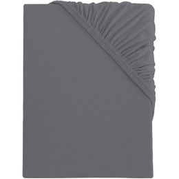 s.Oliver Spannbettlaken &raquo;TABEA, 100% Baumwolle, 145 g/m&sup2;&laquo; Bettlaken f&uuml;r Matratzen bis 25 cm H&ouml;he, perfekter Sitz, b&uuml;gelfrei grau Jersey, Obermaterial: