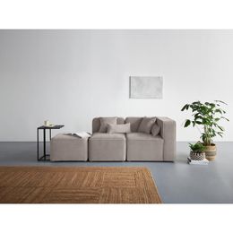 Home Affaire 3-Sitzer &raquo;Sundstrup&laquo; Modulserie, individuelle Zusammenstellung grau 100% Polyester B/H/T: 233cm x 76,5cm x 93cm, Samtoptik, Armlehne 