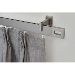 Garesa Gardinenstange &raquo;FLAT&laquo; 1 l&auml;ufig-l&auml;ufig Wunschma&szlig;l&auml;nge Rechteckprofil, Wandmontage, perfekter Lauf, modern, verl&auml;ngerbar silber Aluminium B/L: 