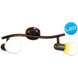 N&auml;ve n&auml;ve LED Deckenspot &raquo;Mestre&laquo; E14 1 Stk. Warmwei&szlig; 2er LED Wand-u. Deckenspot, E14, braun, Glasschirm wei&szlig; braun 2, &Oslash; 7,2cm H: 14cm, 1 Stk.