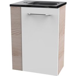 Fackelmann Waschtisch &raquo;SBC&laquo; Set, bestehend aus Becken und Unterbau, Breite ca. 45 cm braun Holzwerkstoff, Keramik B/H/T: 45cm x 61,5cm x 25cm