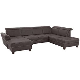 OTTO home Wohnlandschaft &raquo;Solvei U-Form&laquo; Sitztiefenverstellung und Federkern, wahlweise Kopfteilverstellung grau Struktur (100% Polyester);Luxus-