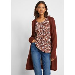 bonprix Damen bonprix Longstrickjacke 1 tlg. Oversize-Passform, kuschelig weicher Strick, ohne Verschluss braun 36/38 (S)