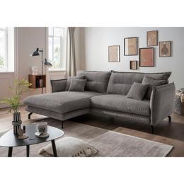 Home Affaire Ecksofa &raquo;Lazio modern und bequem, schmale Armlehnen, tolle Detailverarbeitung&laquo; zwei verschiedene Fu&szlig;farben w&auml;hlbar grau 93% Polyester, 7%