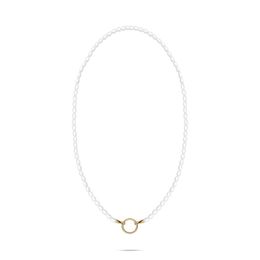 Tamaris Damen Perlenkette &raquo;Pearl Charms&laquo; mit Glasperle wei&szlig; Edelstahl Perlen, L: 45 B: 4,36mm