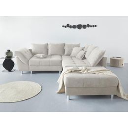 Collection AB Ecksofa &raquo;Innsbruck L-Form, B: 247 cm&laquo; Set: Sofa & Hocker, 3 Zierkissen, Federkern grau Microfaser PRIMABELLE (100% Polyester), Struktur 
