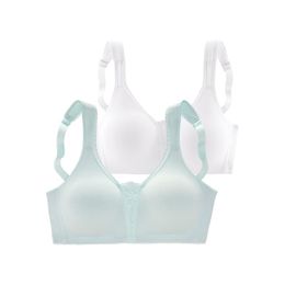 Petite Fleur By Lascana Damen petite fleur by Lascana Soft-BH Packung, ohne B&uuml;gel, Baumwolle mit Spitzen-Details, gro&szlig;e Gr&ouml;&szlig;en, bequemer BH blau 75, 