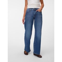 V&eacute;ro Moda Vero Moda Damen Weite Jeans &raquo;VMSANDIE-STRETCH MR WIDE JNS RA3087 NOOS&laquo; Baumwollmischung, wide fit, mid rise blau 28, L&auml;nge 30