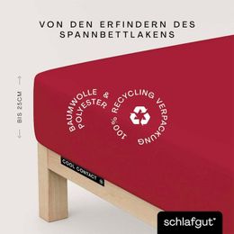 Schlafgut Spannbettlaken &raquo;Cool Contact&laquo; 100% gek&auml;mmte Mikrofaser rot Microfaser, Obermaterial: 100% Polyester B/L: 200cm, 1 Stk., Microfaser, 120-130x200 25cm