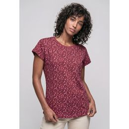 alife and kickin Alife & Kickin Damen Rundhalsshirt &raquo;FelinaAK B&laquo; modisches Basic-Shirt mit Rundhals-Ausschnitt, rundem Saum und allover rot XL