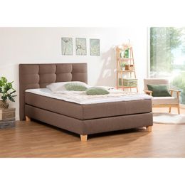 Home Affaire Boxspringbett &raquo;Moulay&laquo; inkl. Topper, in 3 H&auml;rtegraden, TFK auch in H&auml;rtegrad 4 braun Struktur, Liegefl&auml;che B/L: 120cm x 200cm Betth&ouml;he: 
