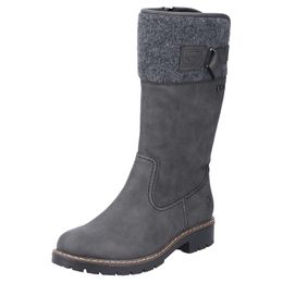 Rieker Damen Winterstiefel Boots, Blockabsatz, mit wasserabweisender RiekerTEX-Membran grau 37, Normalschaft