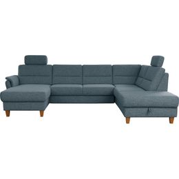 Home Affaire Wohnlandschaft &raquo;Palmera U-Form, B: 308 cm&laquo; optional Schlaffunktion & Bettkasten, Federkern blau 100% Polyester;Struktur (100% Polyester);