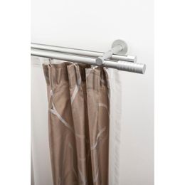 Garesa Gardinenstange &raquo;EASY&laquo; &Oslash; 20 mm 2 l&auml;ufig-l&auml;ufig Wunschma&szlig;l&auml;nge silber Aluminium B/L: 65cm x 550cm &Oslash; 20mm, 1 Stk., 2 l&auml;ufig