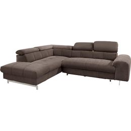COTTA Ecksofa &raquo;Chef L-Form&laquo; mit Kopfteilverstellung, wahlweise mit Schlaffunktion & Bettkasten braun Chenille (90% Polyester, 10% Polyamid);Struktur (