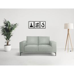 OTTO home 2-Sitzer &raquo;OLAND Flachgewebe, Sofa, B: 164 cm, Skandi-Design&laquo; 164 cm, Wellenunterfederung, Skandi-Design, Metallf&uuml;&szlig;e blau 100% Polyester B/H/