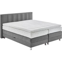 Westfalia Schlafkomfort Boxspringbett wahlweise mit Bettkasten und Topper grau Bezug: 100% Polyester;Polsterung: 100% Polyester Microvelours Ohne Topper,Mit Bettkasten, 