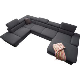 Sit & More sit&more Wohnlandschaft &raquo;Alcatraz U-Form&laquo; wahlweise mit Schlaffunktion grau Struktur fein (97% Polyester, 3% Polyamid);Luxus-Microfaser ALTARA NUBUCK 