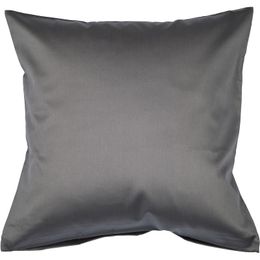 Janine Kissenbezug &raquo;Colors Mako Satin&laquo; mit Rei&szlig;verschluss, uni Kissenh&uuml;lle, feinf&auml;dig, 100% Baumwolle grau Mako-Satin, Obermaterial: 100% Baumwolle B/L: 50cm