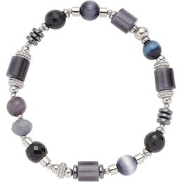 Leonardo Damen Leonardo Armband &raquo;Casoria&laquo; mit Glasstein, H&auml;matit - mit Cat ́s Eye grau 20cm, Edelstahl Polyurethan