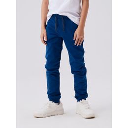 name it Jungen Jogginghose &raquo;NKMSWEAT f&uuml;r Jungen mit verstellbarem Bund und Kordelzug&laquo; unifarben, casual, regular fit, Baumwollmix, Rundhals blau 92, N