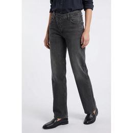 Replay Damen Weite Jeans &raquo;ZELMAA&laquo; mit asymmetrischem Verschluss grau 27, L&auml;nge 30