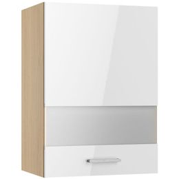 KOCHSTATION H&auml;ngeschrank &raquo;KS-Lucy&laquo; Breite 50 cm, mit 1 Segmentglast&uuml;r, 2 Einlegeb&ouml;den, Soft-Close wei&szlig; Eiche hell, B/H/T: 50cm x 70,4cm x 34,6cm, 