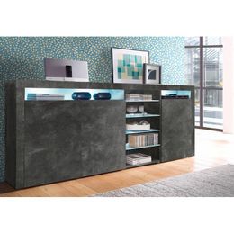 borchardt M&ouml;bel borchardt M&ouml;bel Highboard &raquo;Santa F&eacute;, Sideboard mit eleganten Glasb&ouml;den, Breite 200 cm&laquo; Breite 200 cm grau Holzwerkstoff B/H/T: 200cm x 89cm x 35cm, 3 