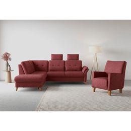 Sit & More sit&more Ecksofa &raquo;G&ouml;teborg&laquo; inkl. Sitztiefenverstellung, wahlweise mit Bettfunktion & Bettkasten lila B/H/T: 250cm x 90cm x 226cm, Flachgewebe 