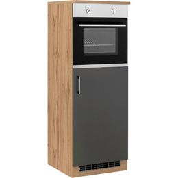 KOCHSTATION Backofen/K&uuml;hlumbauschrank &raquo;KS-Colmar&laquo; 60 cm breit, 165 cm hoch, f&uuml;r Einbauk&uuml;hlschrank und Einbaubackofen grau Holzwerkstoff wotaneiche, B/